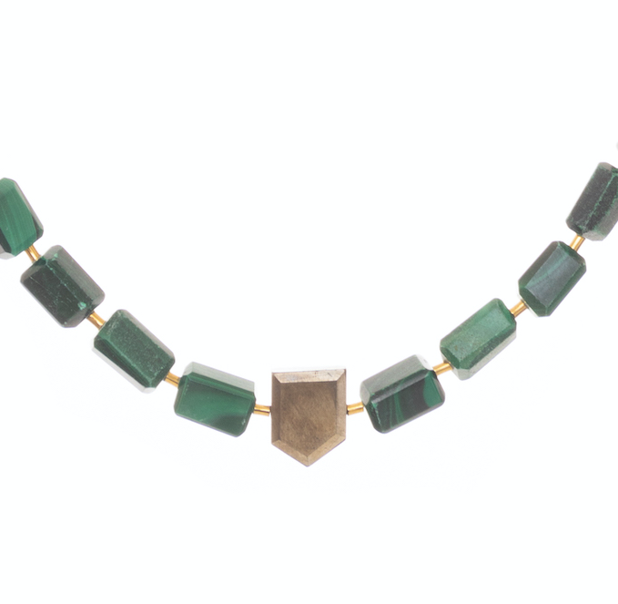 Briar Gemstone Nugget Necklace with Pyrite