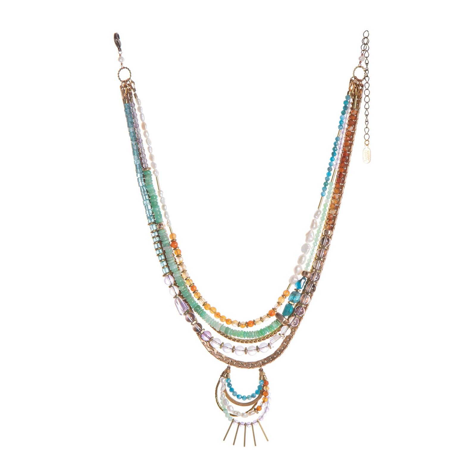Hailey Gerrits HALO Rainbow Gemstone & Pearl Statement Necklace
